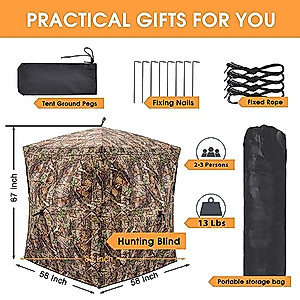XProudeer Hunting Blind,See Through Ground Blinds with 270 Degree,2-3 Person Pop Up Portable Hunting Blinds,Camouflage Hunting Tent for Deer & Turkey Hunting