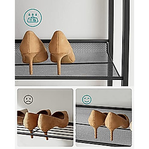 SONGMICS Shoe Rack, 12-Tier Tall Metal Shoe Storage Organizer for Closet, Entryway, Garage, Set of 2 6-Tier Big Stackable Shoes Rack Shelf, Adjustable Feet & Slanted Shelves, Holds 48-60 Pairs, Black