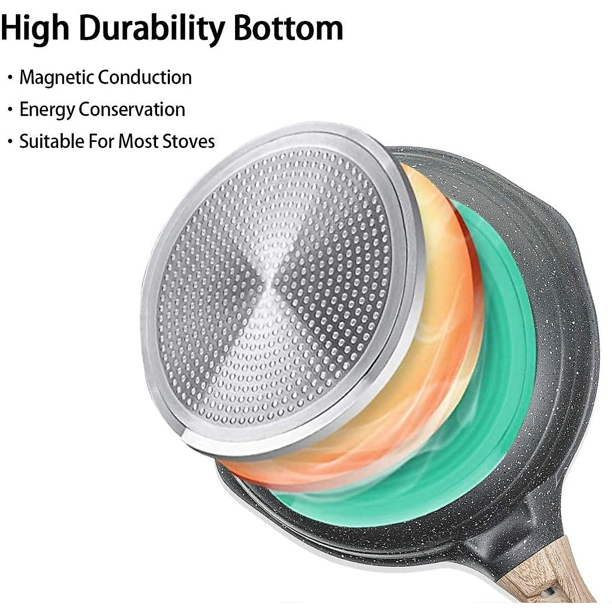 JEETEE Pots and Pans Set Nonstick 23pcs, Healthy Kitchen Cookware Sets, Induction Cooking Set W/Gray Granite Stone Frying Pans, Saucepans, Sauté Pan, Griddle Pan & Crepe Pan (PFOA Free)