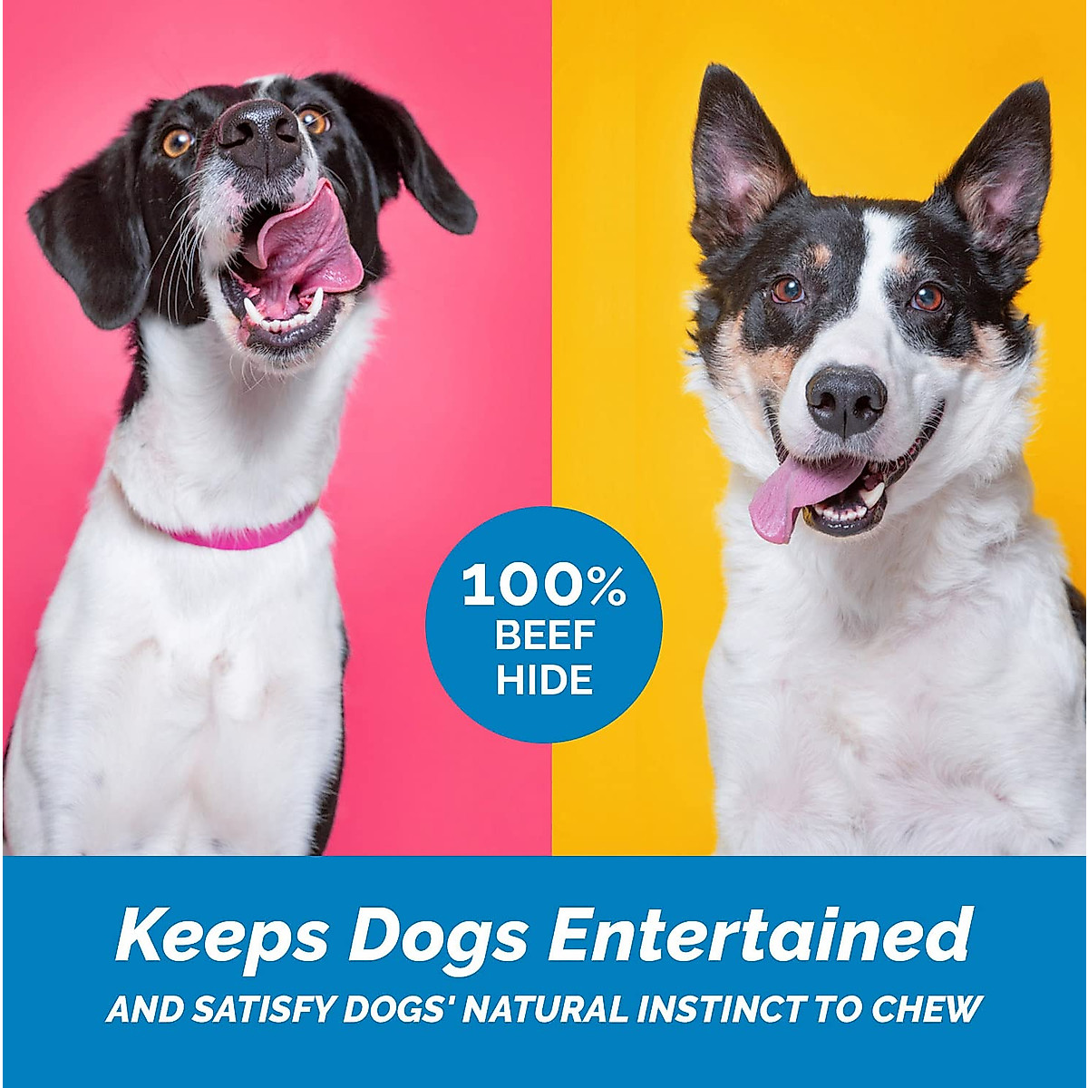 123 Treats - Premium Rawhide Retriever Rolls Dog Rawhides for Dogs 9-10” (36 Count) All-Natural Grass-Fed Free-Range Hand Rolled Beef Dog Bones High-Protein Healthy Chew Treats.