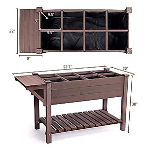 Aivituvin 52.7x22x30in Raised Garden Bed, Elevated Wood Planter Box Stand for Outdoor Gardening, Liner Included, 230lbs Capacity