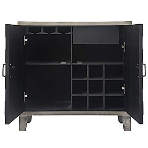 Amazon Brand – Stone & Beam Chevron Bar Cabinet, Light Gray Wood