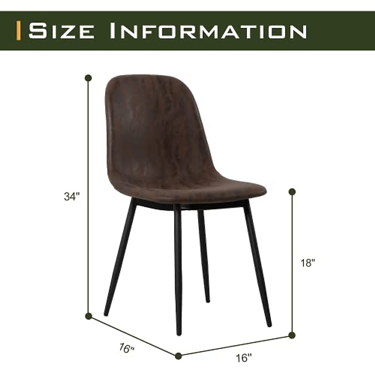 NicBex Dining Chairs, Crazy-Horse Leather Reception Chairs, Accent Chair with Metal Legs for Home Kitchen, Living Room, Set of 2, Brown