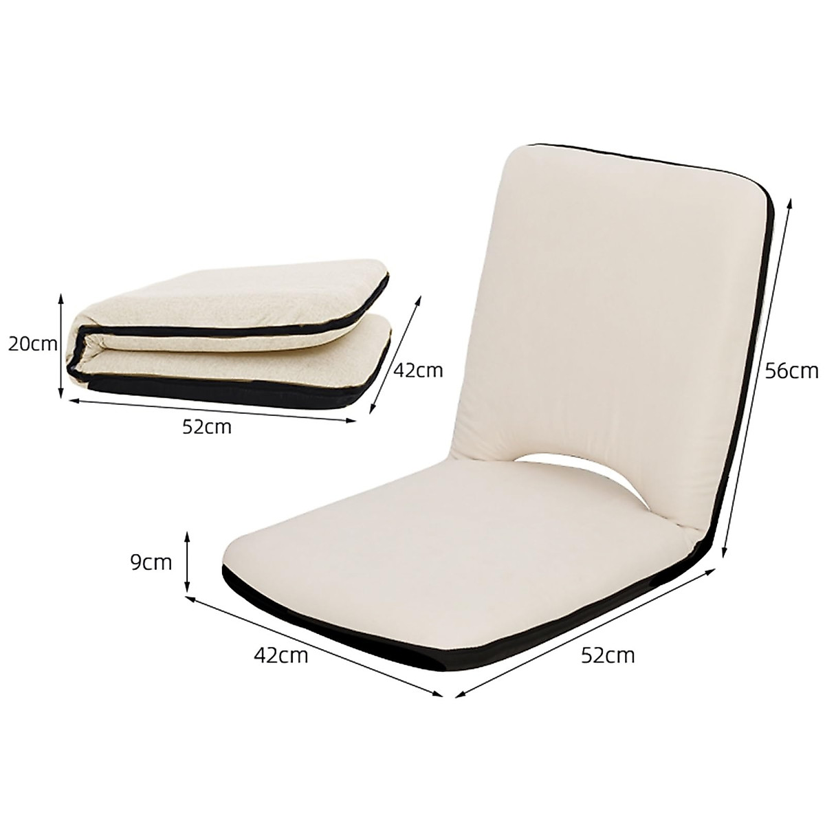 PBTMCD 5 Adjustable Position - Floor Chair with Back Support, Removable & Washable Linen Fabric Cover Living Room Folding Chair, Meditation Chairs (Color : White)