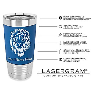 LaserGram 20oz Vacuum Insulated Tumbler Mug, Jet Airplane, Personalized Engraving Included (Silicone Grip, Dark Blue)