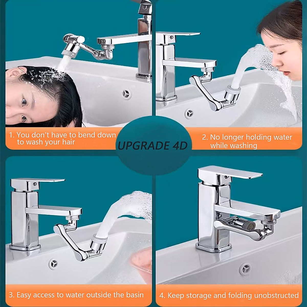 1080° Rotating Faucet Extender for kitchen faucet extension with 2 Water Outlet Modes, Universal Swivel Faucet Attachment, Multifunctional Splash Filter Robotic Arm Splash Filter Faucet Dual mode
