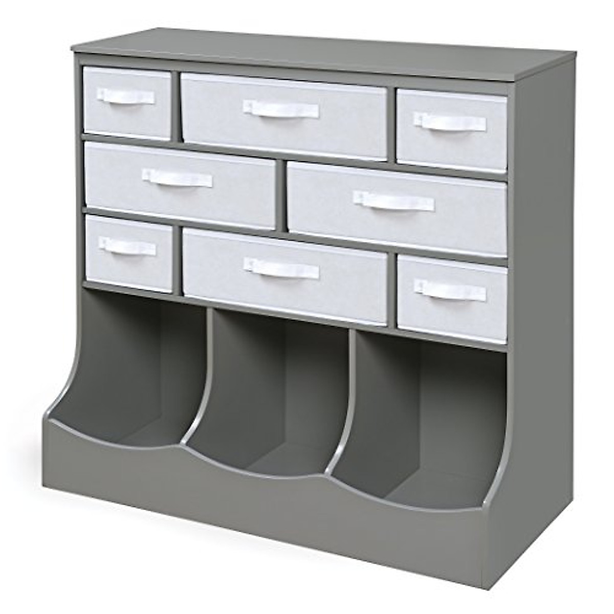 Storage Station 8 Cubby 3 Bin Organizing Unit with Reversible Baskets