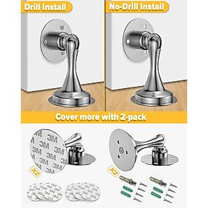 4-Pack Door Stoppers Set Bundle, Magnetic Door Stop and Heavy Duty Wedge Door Stoppers for Bottom of Door