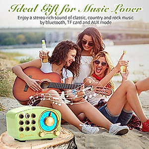 Retro Bluetooth Speaker, Vintage Radio-Greadio FM Radio with Old Fashioned Classic Style, Strong Bass Enhancement, Loud Volume, Bluetooth 5.0 Wireless Connection, TF Card and MP3 Player (Green)