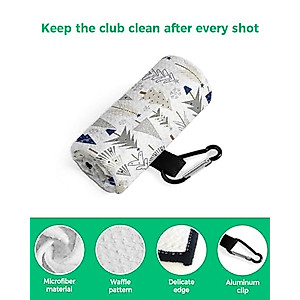 Golf Towel Christmas Grey Xmas Tree White,Waffle Pattern Microfiber Club Cleaner Golf Towels with Carabiner Clip for Women Men Dad,Winter Snowflake Cedar Golf Towel for Golf Bags Accessories,24x16in