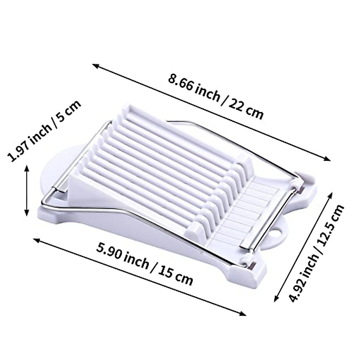 2 Pack Luncheon Meat Slicer, Egg Slicers,Stainless Steel Wire, Cuts 10 Slices for Eggs, Hams, Avocados, Bananas, Onions, Soft Food and Fruits (White)