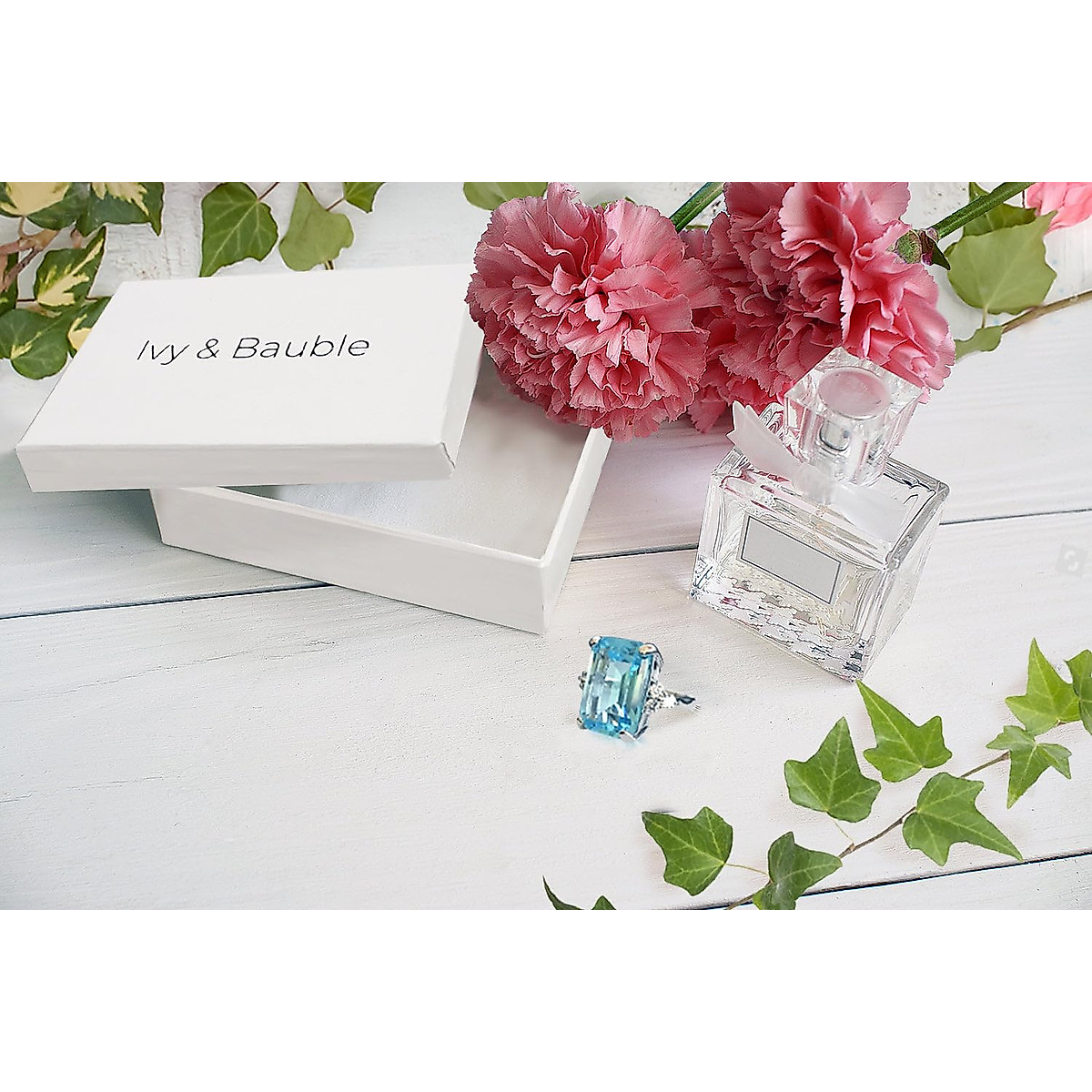 Samie Collection Princess Diana 20ctw Emerald Cut Simulated Gemstone in Aquamarine-tone, Emerald-tone, Garnet-tone Cocktail Ring for Women Inspired by Royal Wedding in White Gold Plating, Size 5-10