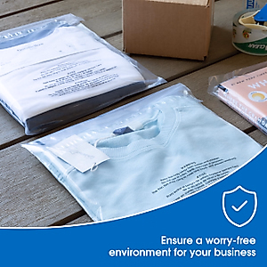 Spartan Industrial - 14" X 20" (500 Count) Self Seal Clear Poly Bags with Suffocation Warning for Packaging, Clothes - Permanent Adhesive