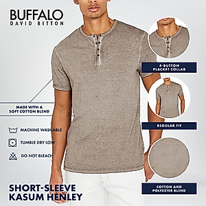 Buffalo David Bitton mens Short Sleeve Kasum Henley Shirt, Ardent, Medium US