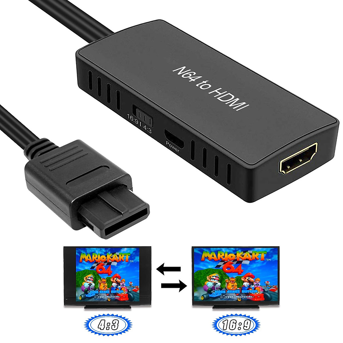 New N64 HDMI Converter Support 16:9/4:3 Conversion,N64 to HDMI Converter Compatible with Nintendo 64/ Game Cube/ SNES