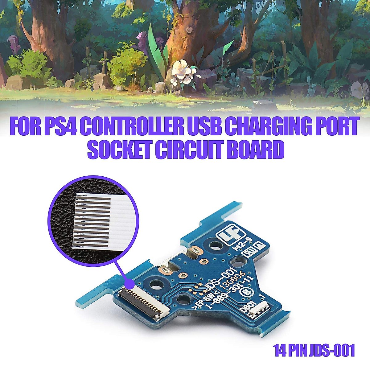 Create idea 2Set USB Charging Port Socket Board JDS-001 Compatible with PS4 V1 Wireless Controller with 14Pin Ribbon Cable