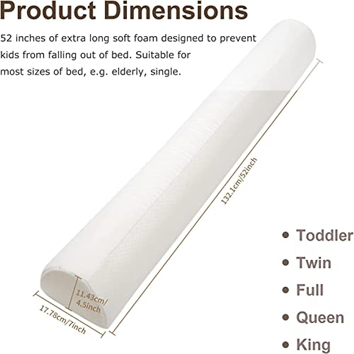 YIHATA Bed Bumpers for Toddlers 1 Pack Bed Rail for Toddlers Foam Safety Bed Guard Rail for Kids with Non-Slip Water Resistant and Washable Cover Bed Bumper for Twin, Queen, King, Full Bed
