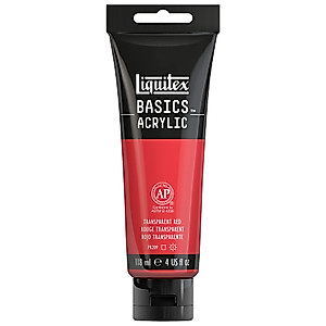 Liquitex BASICS Acrylic Paint, 118ml (4-oz) Tube, Transparent Red