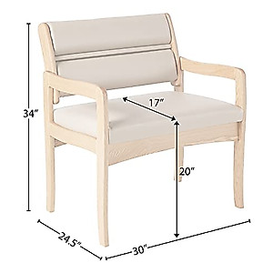 Wooden Mallet DWBA3-1 Valley Bariatric Guest Chair, Light Oak/Cream
