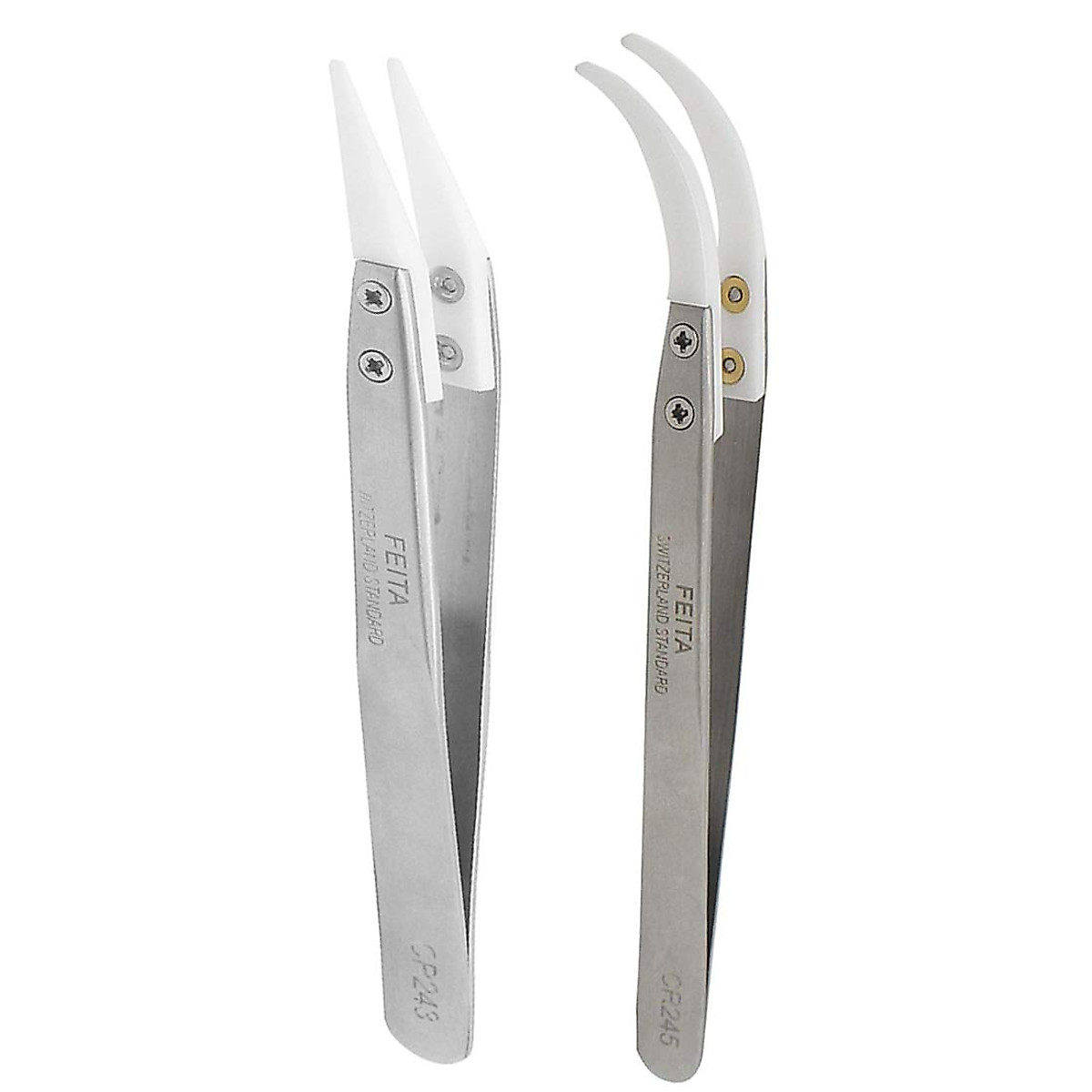Ceramic Tweezer Set - FEITA Ceramic Precision Tweezers for Electronic Repair, DIY Hobbies - NO MORE BROKEN TIPS! (2-Pcs)