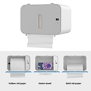 Automatic Touchless Toilet Paper Dispenser, Household Intelligent Induction Punch-Free Toilet Paper Holder Dispenser Wall Mount Paper Towel Dispenser for Kitchen, Bathroom, Toliet (Grey)