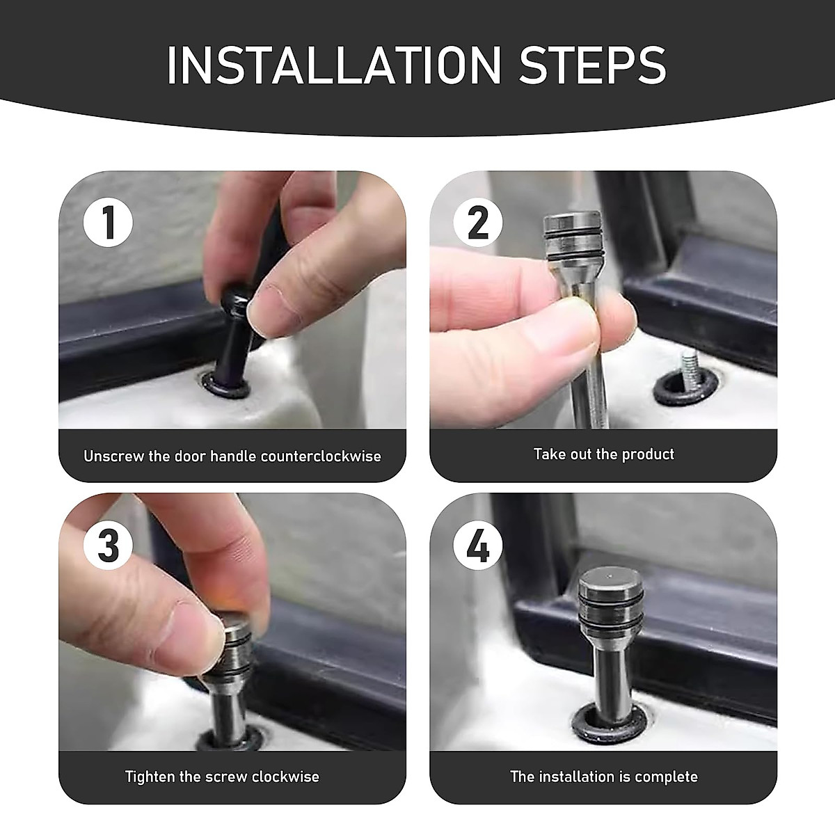 Slykew 4 PCS Car Door Lock Knobs, 0.47" x 1.93" Aluminum Alloy Inner Door Lock Pull Pins, Automotive Inner Door Pull Pins Decor, Suitable for Most Cars SUVs Accessory (Blue)