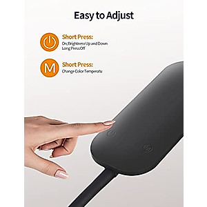 LED Floor Lamp, Standing Lamp with 5 Color Temperature/4 Brightness Levels, Modern Reading Lamp with Adjustable Gooseneck, Dimmable Touch Control Vertical Lamp for Bedroom and Living Room, Black