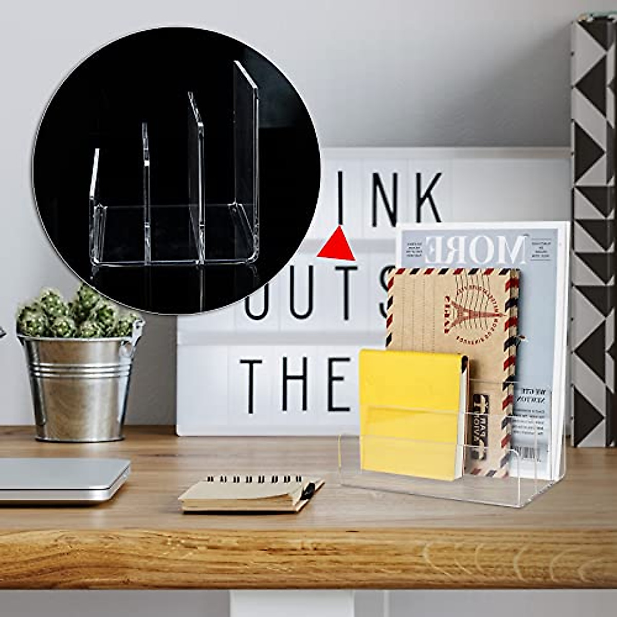 YiePhiot Crystal Clear Acrylic Desktop File Sorter Thick Cast Holder for Paper Letter Eyeshadow Makeup for Any Home or Office Desktop Mail Organizer File Sorter