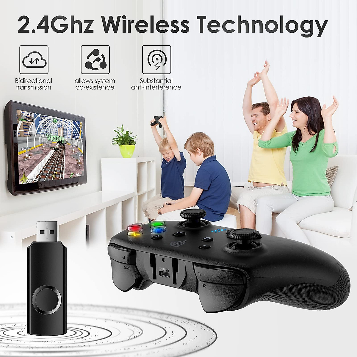 EasySMX Bluetooth Game Controller for Switch/PC/iPhone/Android,Switch Pro Controllers with Phone Clip,Wireless Remote Gamepad with Led Light/Programmable/Motion Control/Vibration/Turbo/Wakeup