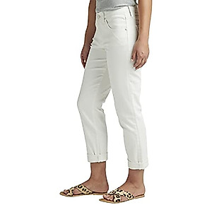JAG Jeans Women's Carter Mid Rise Girlfriend Jeans, White 1, 10