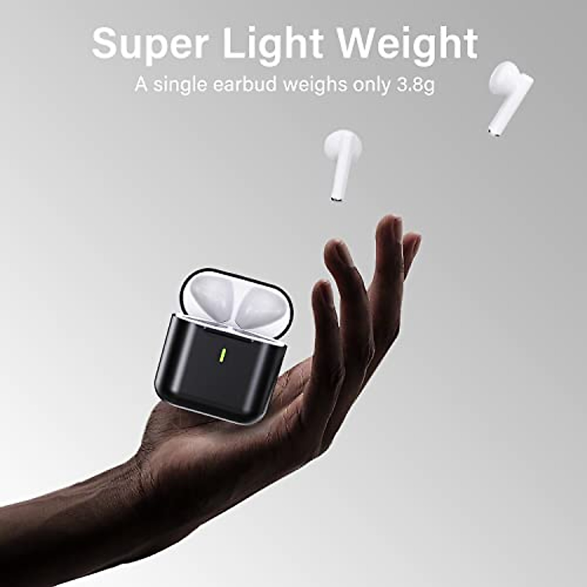 Wireless Earbuds Bluetooth 5.1 Headphones 30H Playtime in-Ear Hi-Fi Stereo Sound Noise Cancellation Mic IPX7 Waterproof Headset for iPhone/Samsung/Android/PC Black