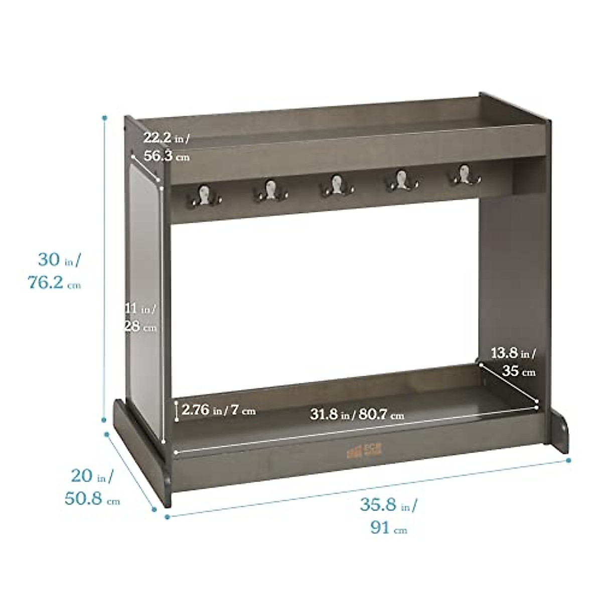 ECR4Kids Streamline Toddler Dress-Up Island, Costume Organizer, Grey Wash