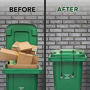 (2-Pack) Garbage Can Lock, Trash Can Lock Kit with Nylon Coated Wire Ropes, Stainless Steel Hasps, Mounting Hardware, Bonus Self-Tapping Screws
