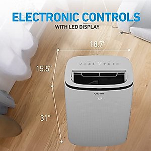 COBY Portable Air Conditioner 3-in-1 AC Unit, Dehumidifier & Fan, Air Conditioner 15,000 BTU Portable AC Unit with Remote Control for Rooms up to 775 Sq. Ft, 24-Hour Timer, & Installation Kit