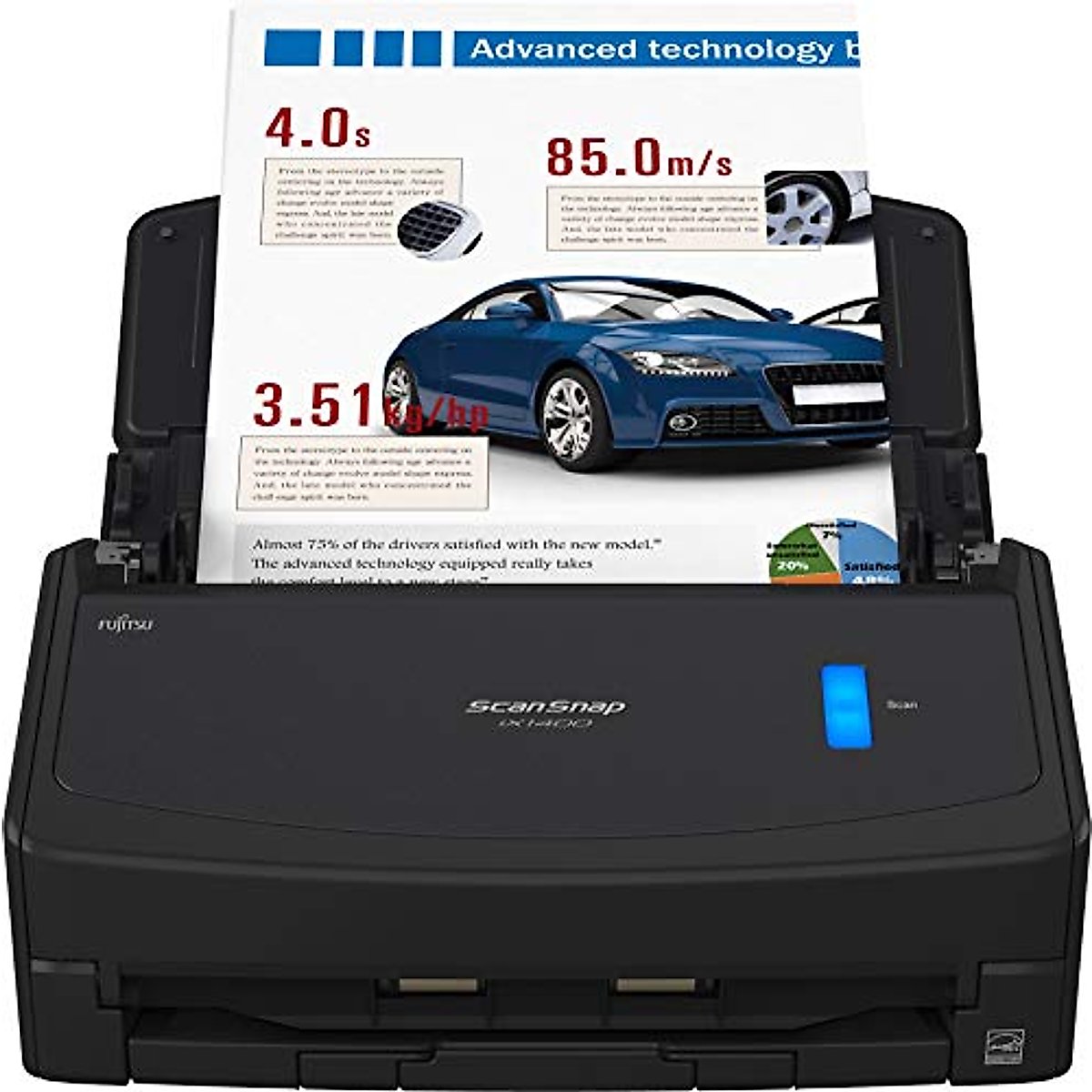 Fujitsu ScanSnap iX1400 Simple One-touch Button Document Scanner for Mac or PC, Black