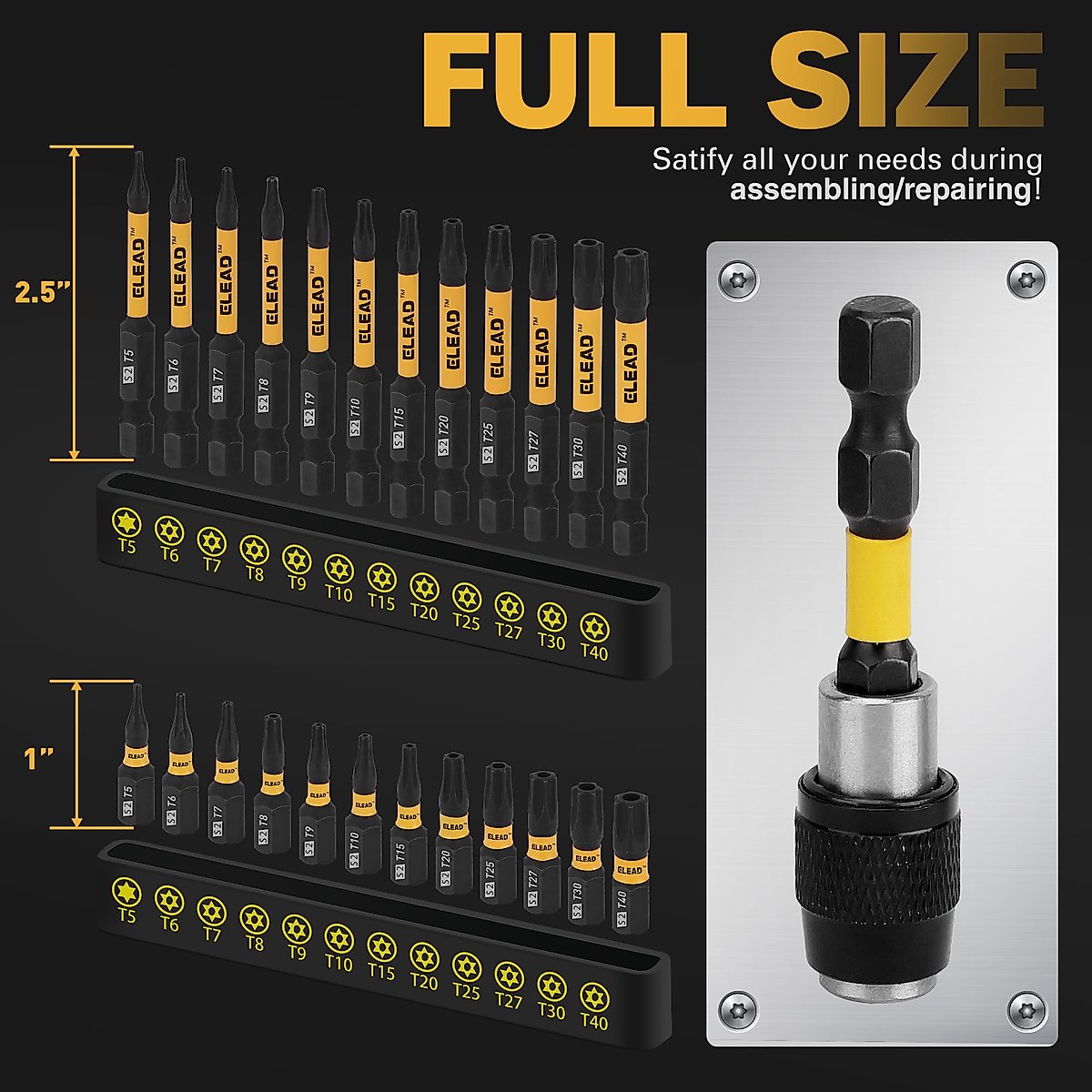 Tamper Proof Torx Bit Set: 25 Pieces T4-T40 Torx Bits Set | Torx Security Bit Set | Security Torx Bit Set | Star Bits Set | 1/4 Hex Torx Screwdriver Bit Sets