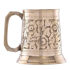 REPLICARTZ German Beer Mug Stein Hand Engraved Brass Antique Large Beer Stein Mug Men Tankard Wedding Pirates Medieval Gift Renaissance Moscow Mule - Capacity 500ml 16Oz
