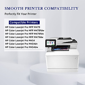 MOOHO Compatible Toner Cartridge Replacement for HP 414A W2020A 414X High Yield Used with HP Color Pro MFP M479fdw M454dw M479fdn M454dn Toner Printer (Black Cyan Yellow Magenta, 4 Packs)