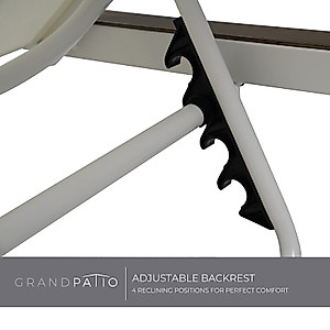 Grand patio Outdoor Chaise Lounge Set of 2 Mesh Sling Lounge Chairs with Woodgrain Texture, Portable Wheels & 4 Adjustable Reclining Backrest Positions for Poolside Beach White 2PCS