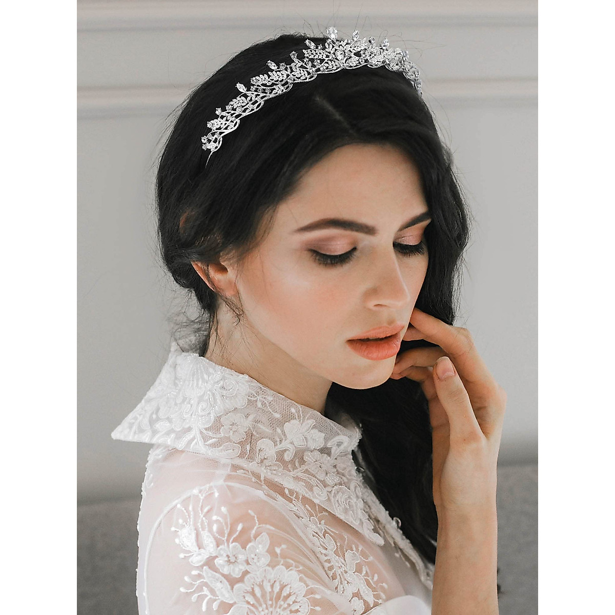 SWEETV Silver Tiara Crown for Women,Princess Tiaras for Girls,Crystal Retro Hair Accessories for Wedding Birthday Prom Pageant Quinceanera