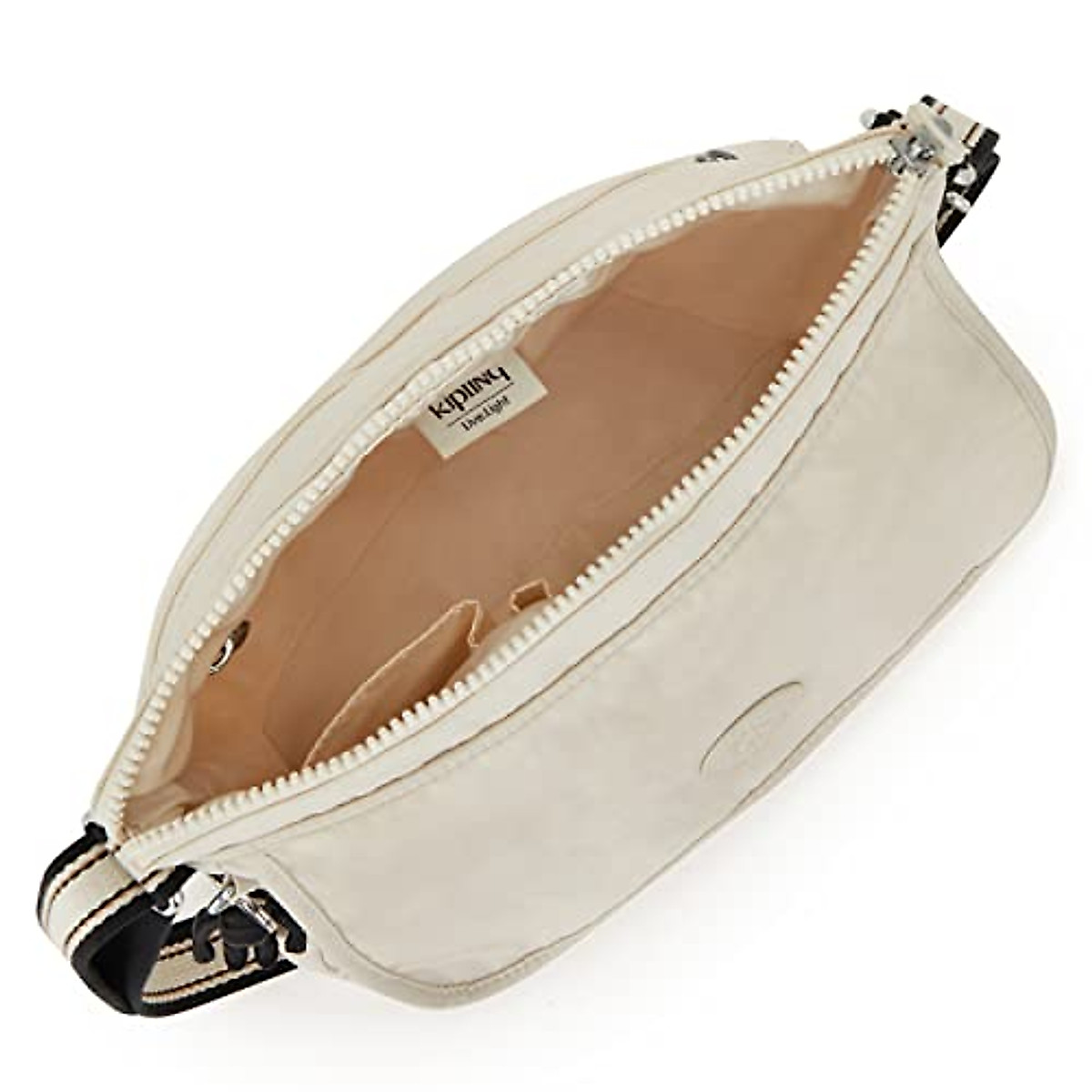 Kipling Women’s Aisling Crossbody, Lightweight Everyday Purse, Nylon Shoulder Bag, Light Sand