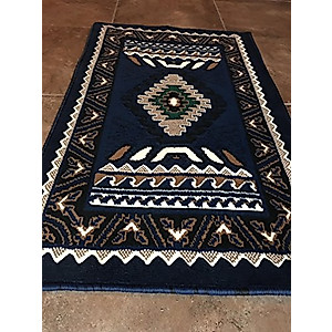 Southwest Native American Door Mat Area Rug Navy Blue Design D143 (2 feet X 3 Feet 4 inch)