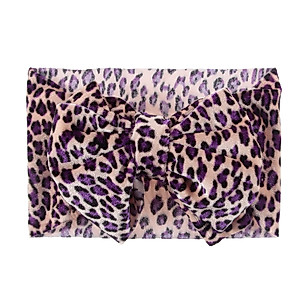Nishine 5PCS Baby Girls Soft Wide Leopard Hair Turban Head Wraps Kids Stretchy Knotted Bows Headband for Children Hair Accessories Infant Headwraps