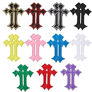 Nicime 22pcs Cross Patches, Iron on/Sew on Cross Applique Patch, DIY Iron Patches for Jeans Hats Shirts Jackets Backpacks