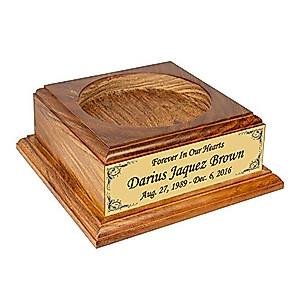 Cremation Urn Pedestal, Wooden Urn Base with Personalized Name Plate