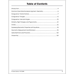 The 100+ Series: Geometry Math Workbook, Grades 6-12 Math, Sine and Cosine, Equations, Congruence and Similarity, Rotations, Reflections, and Transformations, Classroom or Homeschool Curriculum