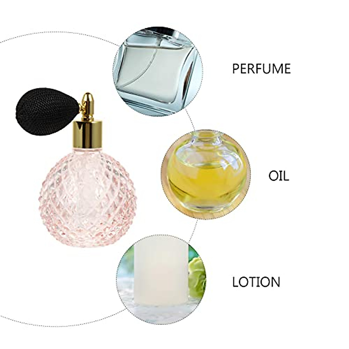 FOMIYES Vintage Perfume Bottle, 100ML Crsyle Spray Bottle Refillable Empty Glass Bottle Perfume with Air Bulb for bartender Home Bar (Pink)