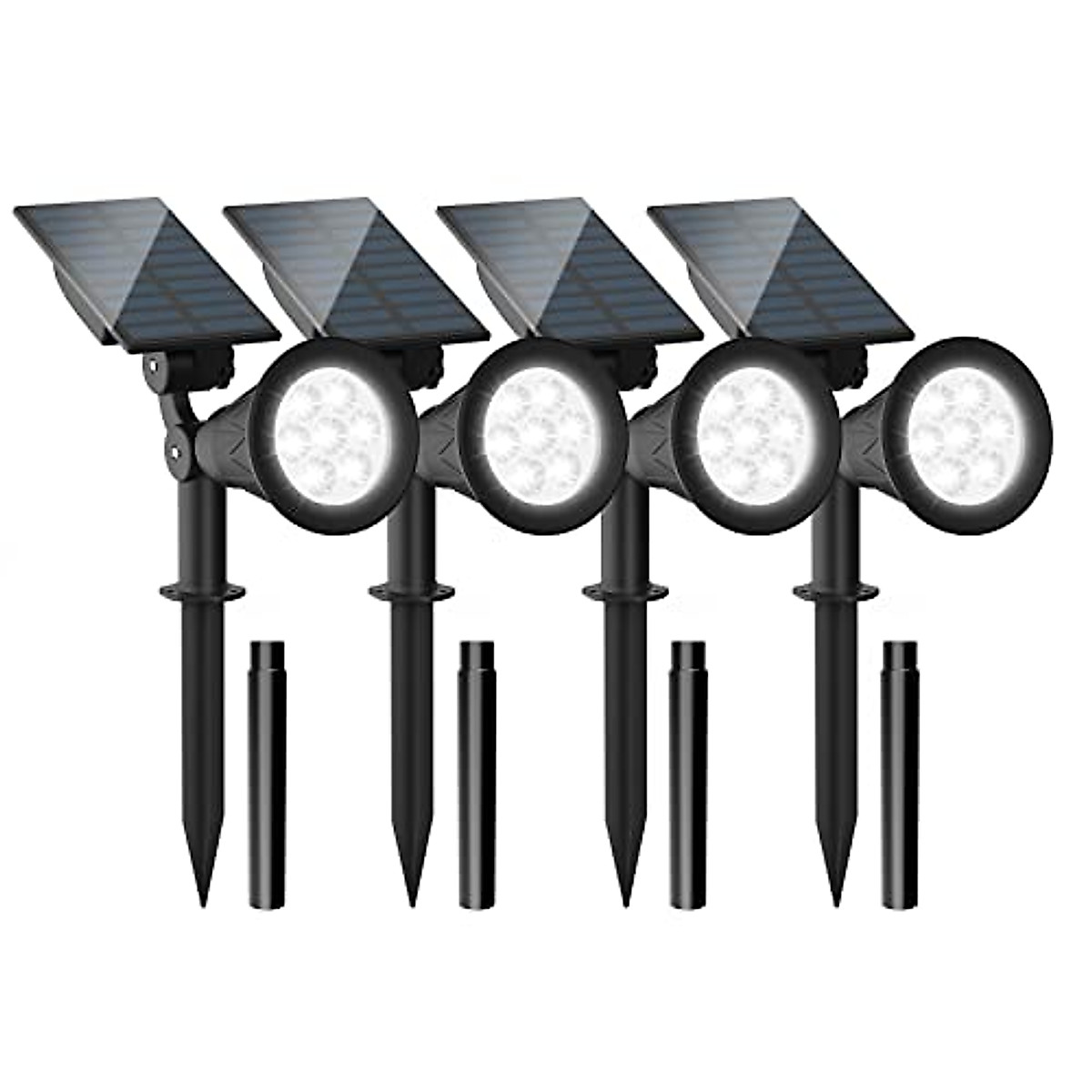 CREPOW Solar Spot Lights Outdoor, 7 LED Solar Power Landscape Spotlights Solar Garden Lights Adjustable Auto ON/Off IP65 Waterproof Wall Lights for Patio Walkway Pathway Yard Pool, Cold White - 4 Pack