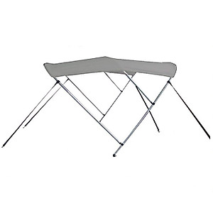 STOPBYUS 7.6 oz Gray 3 Bow Round Tube Boat Bimini TOP Sunshade Compatible for Gregor H-51 2004-2006