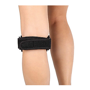 RiptGear Patella Tendon Support Strap - Adjustable Patella Knee Strap - Patellar Stabilizing Knee Compression Strap for Knee Pain - Tendon Strap for Jumpers Knee, Running and Sports (Black (1 Pack))